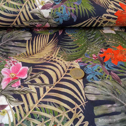 Stretch cotton fabric satinized "Jardim Tropical" - Toptex | Toptex