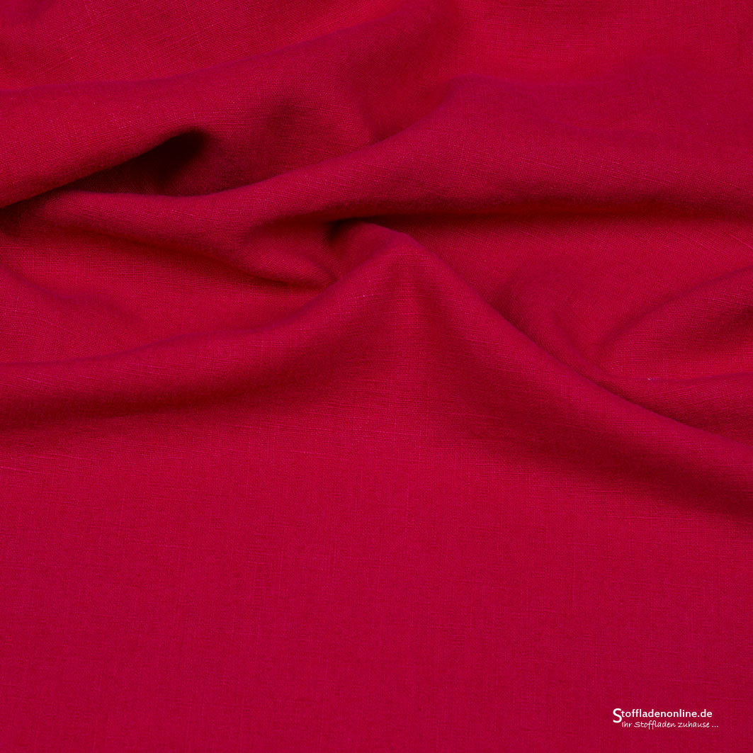 Remnant piece 185cm | Bio enzyme washed linen fabric red - Hilco ...